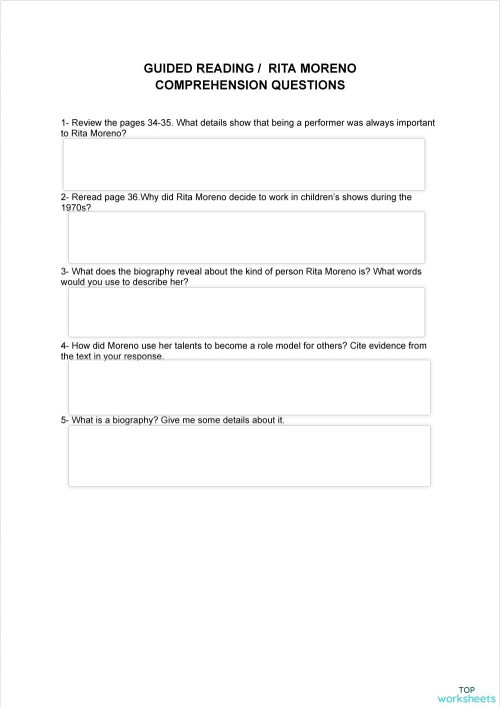 Guided Reading Comprehension Questions. Interactive worksheet ...