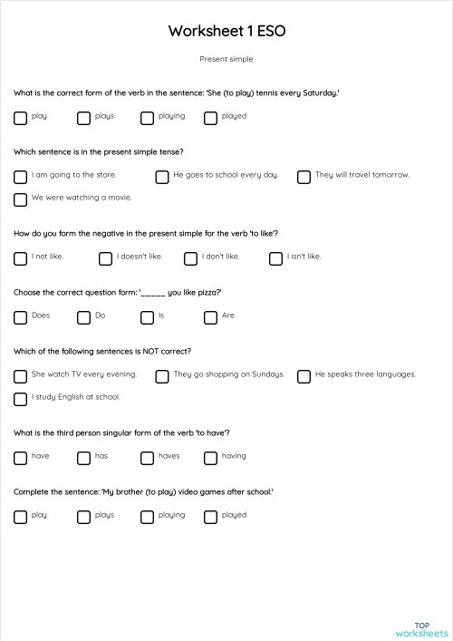 Worksheet 1 ESO. Interactive worksheet | TopWorksheets