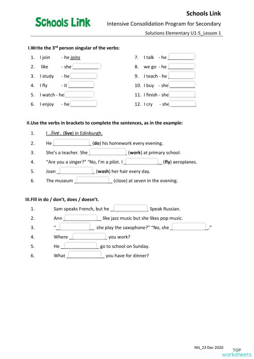 Present simple tense. Interactive worksheet | TopWorksheets