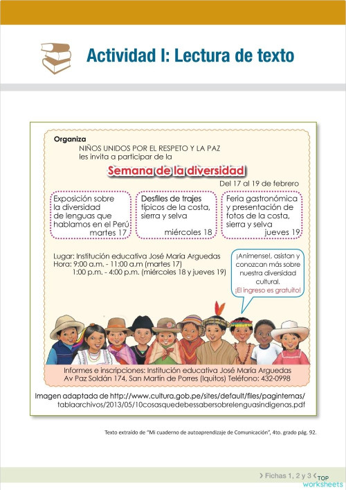 Actividad I: Lectura de texto ENLA. Ficha interactiva | TopWorksheets