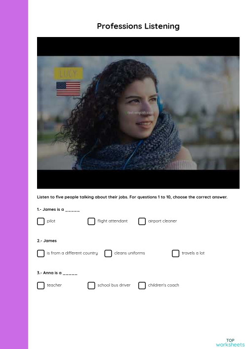 Professions Listening. Interactive worksheet | TopWorksheets