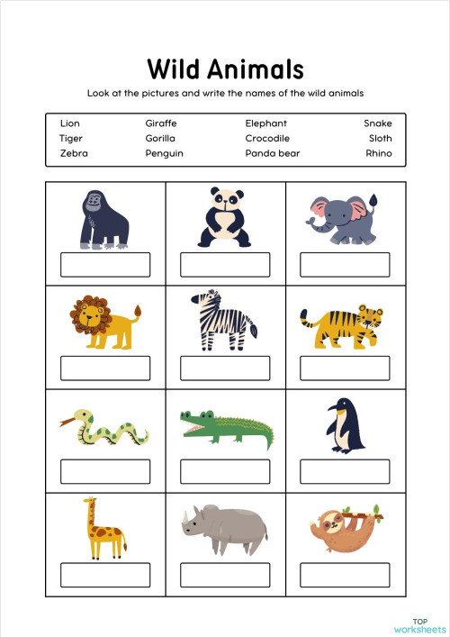 Wild Animals. Interactive worksheet | TopWorksheets