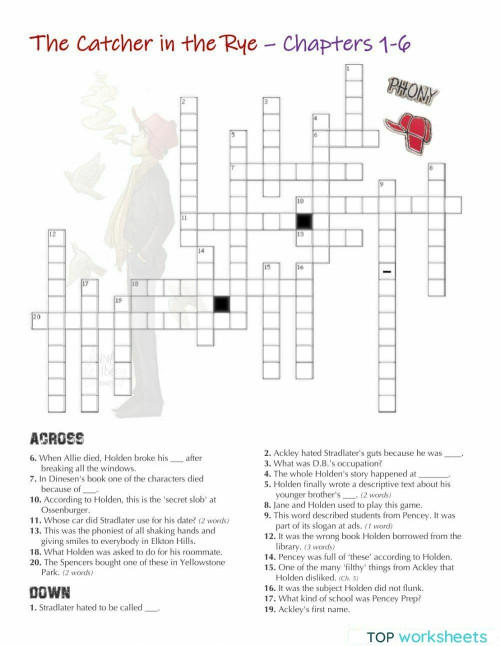 Literature Ex. - The Catcher in the Rye (Ch. 1-6). Interactive ...