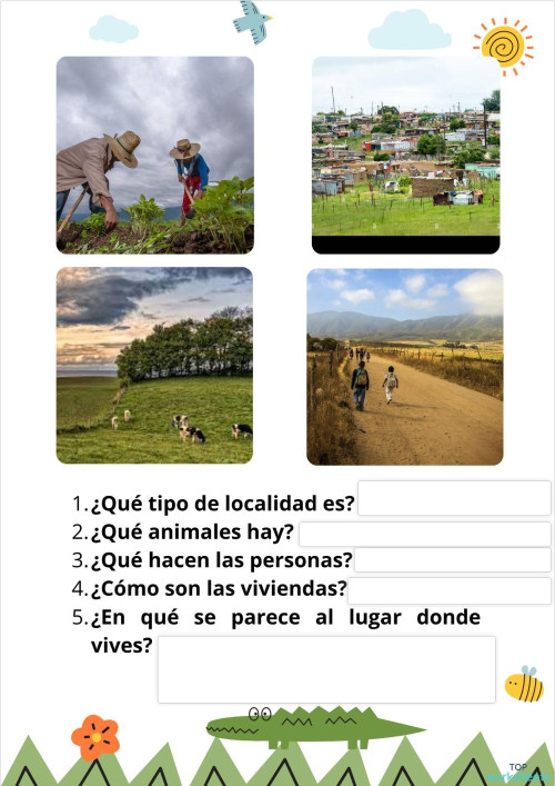 El campo preguntas. Ficha interactiva | TopWorksheets