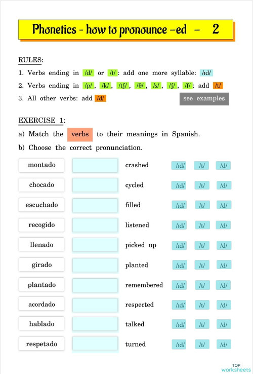 Phonetics: fichas interactivas y ejercicios online | TopWorksheets