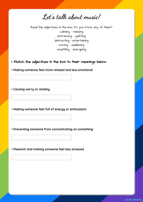 Let's talk about music!. Interactive worksheet | TopWorksheets