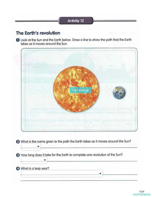 Activity 12: The Earth's Revolution. Interactive worksheet | TopWorksheets