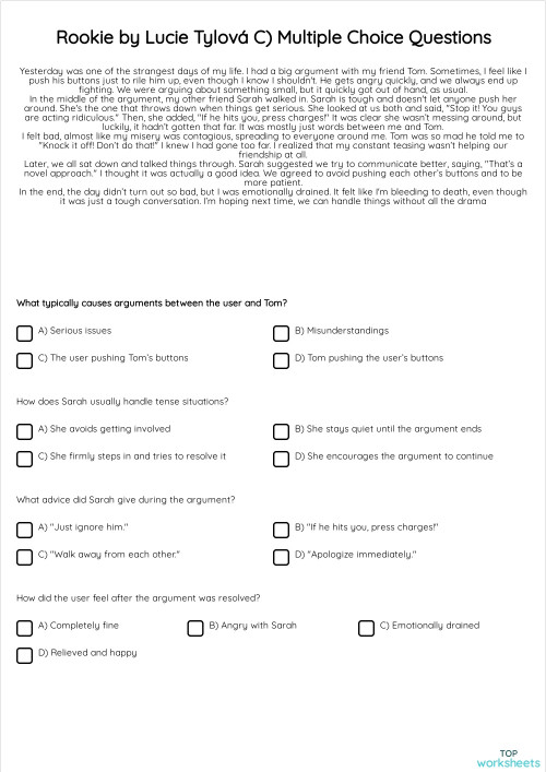 Rookie by Lucie Tylová C) Multiple Choice Questions. Interactive ...