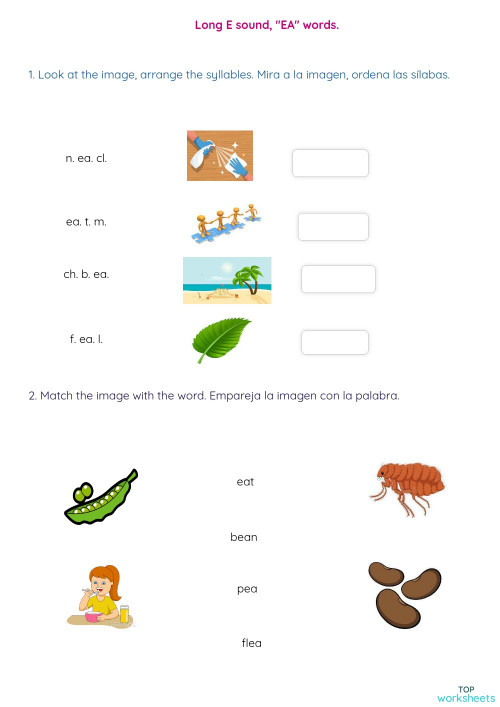 Long E, "EA" words. Interactive worksheet | TopWorksheets