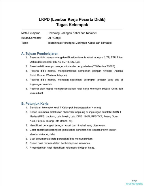 LKPD PKK KD 3.8. Interactive worksheet | TopWorksheets