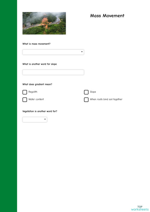 Mass Movement. Interactive worksheet | TopWorksheets