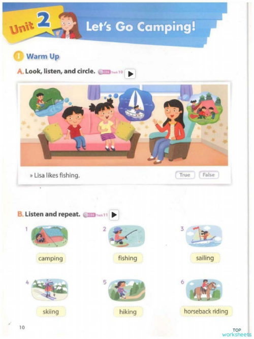 Listen Up 3_unit 2: Let's go camping!. Bài tập tương tác | TopWorksheets