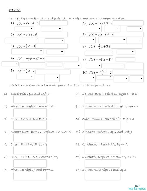 Transformations Practice. Interactive worksheet | TopWorksheets