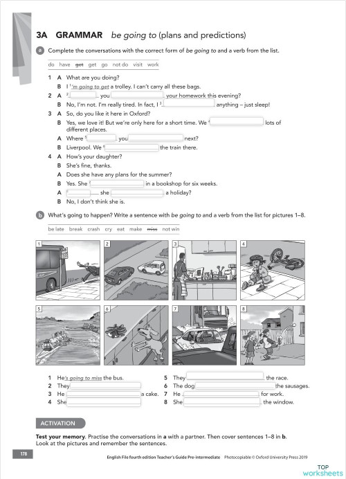 PGE 3A: be going to (plans and predictions). Interactive worksheet ...