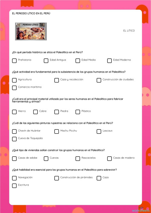 EL PERIODO LÍTICO EN EL PERÚ. Ficha interactiva | TopWorksheets