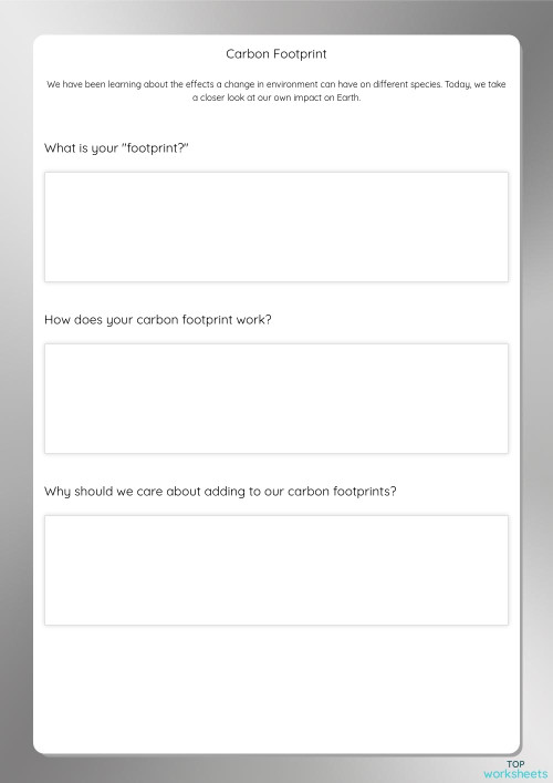 Carbon Footprint. Interactive worksheet | TopWorksheets