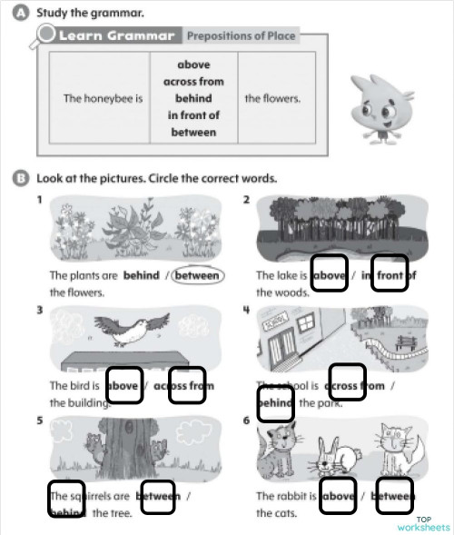 Prepositions of place. Interactive worksheet | TopWorksheets