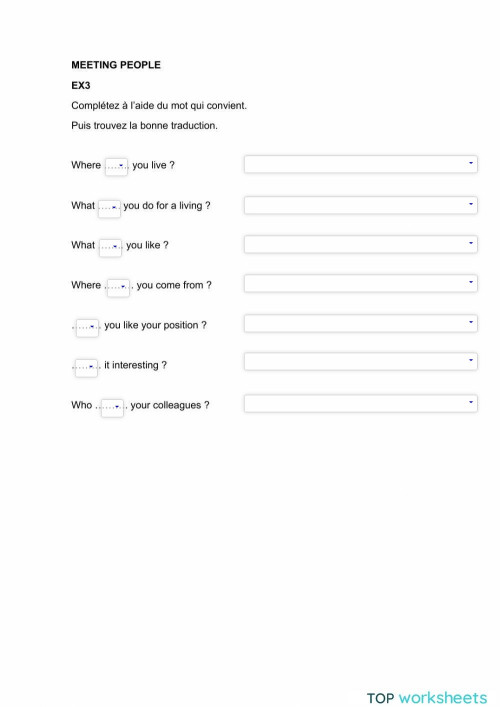Meeting people ex3. Interactive worksheet | TopWorksheets