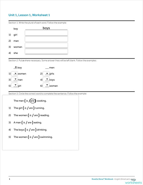 Rosetta Stone Unit 1 Lesson 1 Worksheets. Interactive worksheet ...