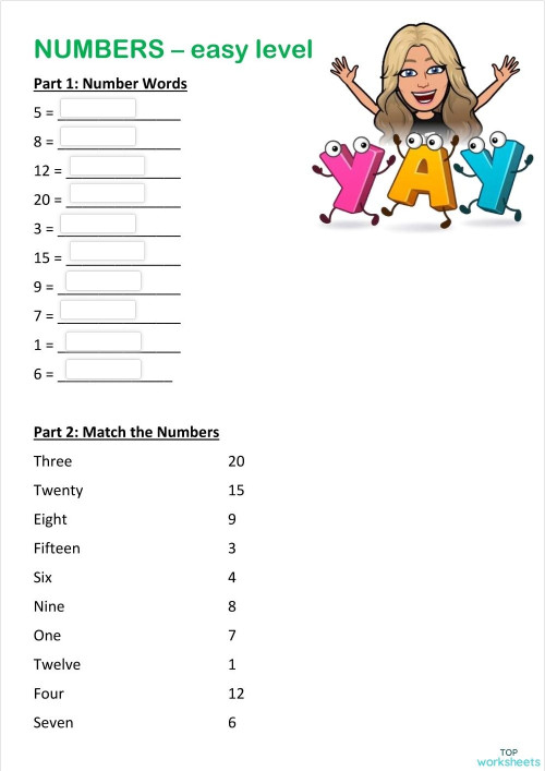 Numbers 1 writing, counting, spelling. Interactive worksheet | TopWorksheets