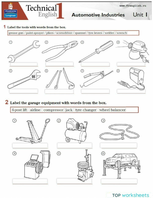 Technical English Automotive. Interactive worksheet | TopWorksheets