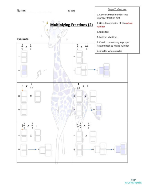 Multiplying Fractions 2. Interactive worksheet | TopWorksheets