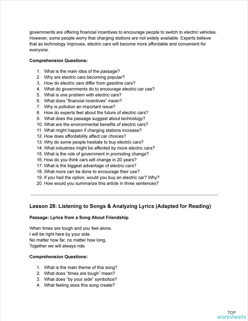 Reading comprehension B1. Interactive worksheet | TopWorksheets