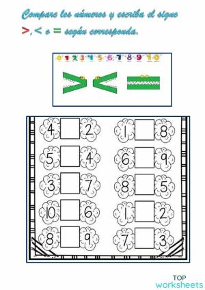 Hojas De Trabajo De Comparación De Números