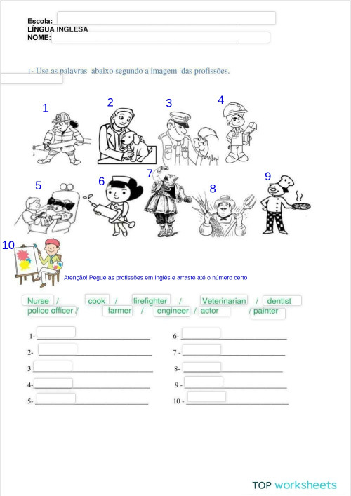 Jobs and verb to be. Ficha interativa | TopWorksheets