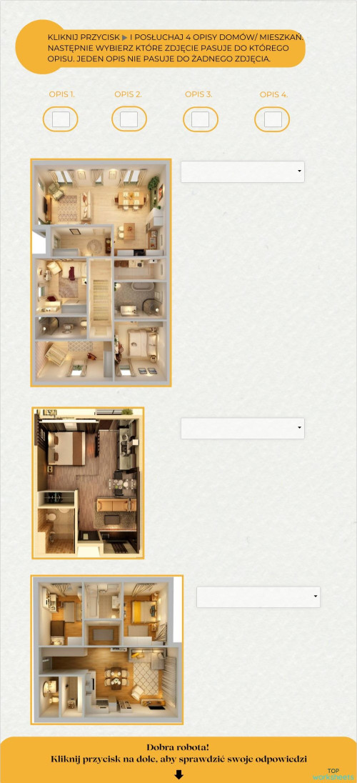 kurs my house. Interaktywny arkusz | TopWorksheets