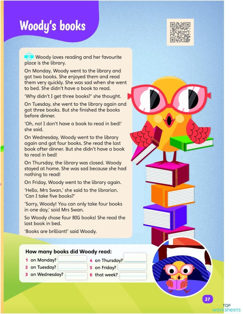 HOMEWORK: WOODY'S BOOKS. Interactive worksheet | TopWorksheets
