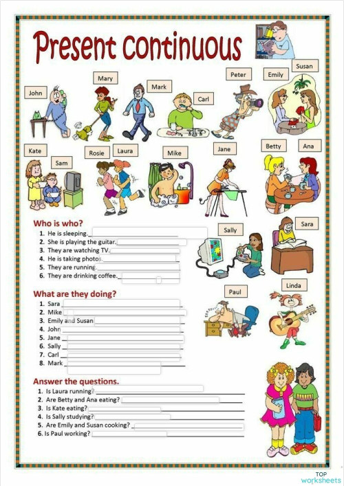 PRESENT PROGRESSIVE/ CONTINUOUS. Ficha interactiva | TopWorksheets