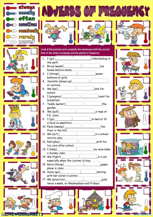 L2-032-Adverbs Of frequency. Interactive worksheet | TopWorksheets