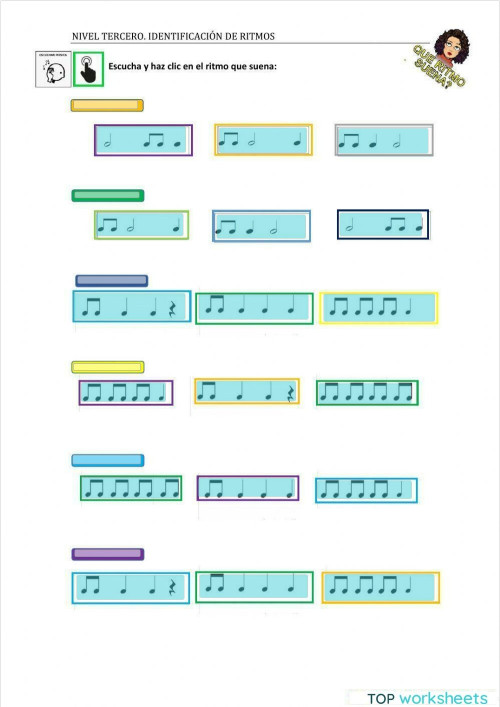 Identificación de ritmos. Ficha interactiva | TopWorksheets