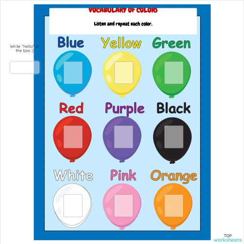 Vocabulary of colors. Interactive worksheet | TopWorksheets