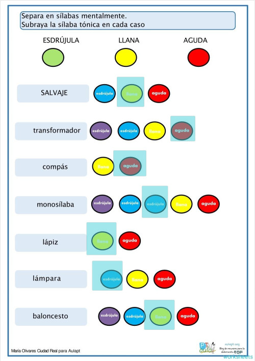 Acentuación: fichas interactivas y ejercicios online | TopWorksheets