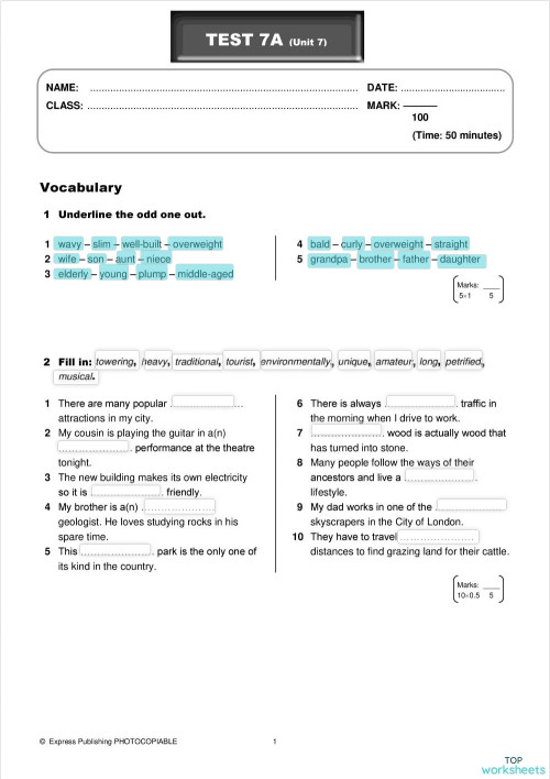On Screen 2 Module 7 Test. Interactive worksheet | TopWorksheets