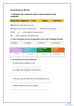 My city. Interactive worksheet | TopWorksheets