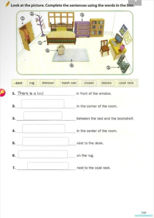 my room - little kids. Interactive worksheet | TopWorksheets