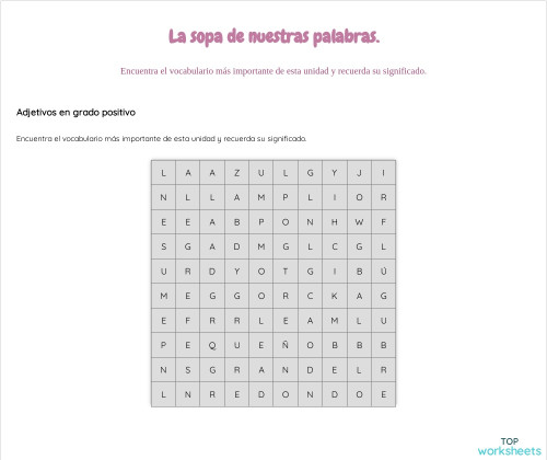 LOS ADJETIVOS. Ficha interactiva | TopWorksheets