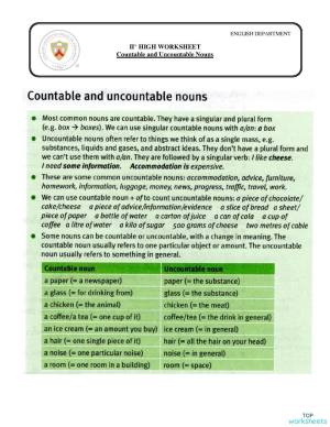 II° Grade Countable and Uncountable Nouns. Interactive worksheet ...