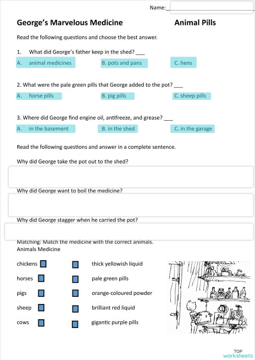 Chapter 4 Animal Pills. Interactive worksheet | TopWorksheets