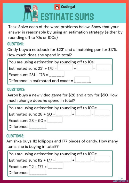 M_G03M12L25_WE01_Estimate_sums_5. Interactive worksheet | TopWorksheets