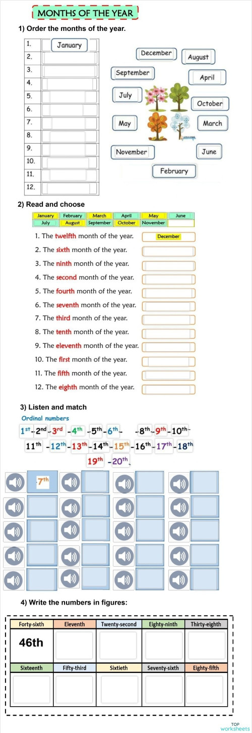 EN4_U0_Ordinal_numbers. Interactive worksheet | TopWorksheets