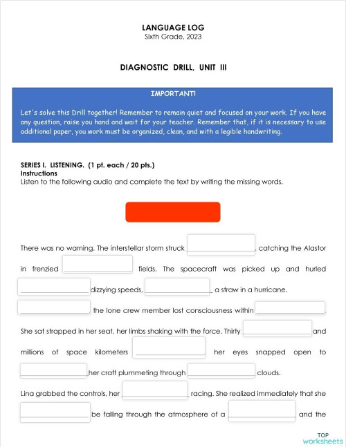 iii Reading &Writing DD 6th. Interactive worksheet | TopWorksheets