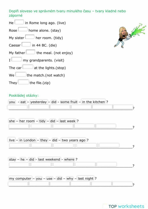Past simple regular verbs. Interactive worksheet | TopWorksheets