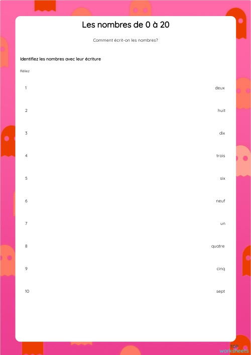 LES NOMBRES 1 -30. Fiche interactive | TopWorksheets