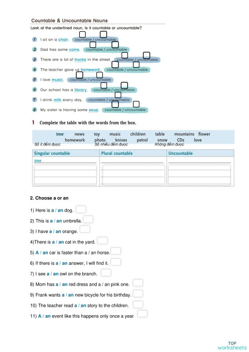 SPEAK NOW 1_Grammar_Nouns_HW. Interactive worksheet | TopWorksheets