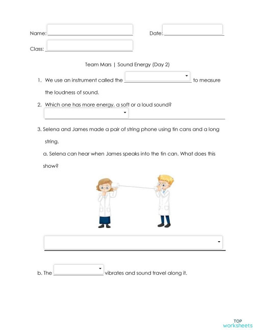 Sound Energy For Kids Worksheet