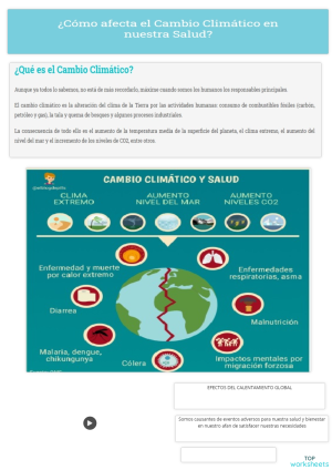 Cambio climatico y salud. Ficha interactiva | TopWorksheets